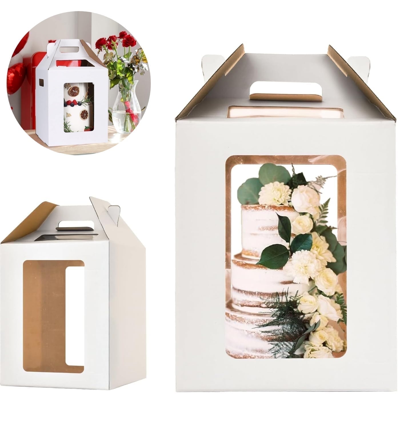 Large Tiered Cake Boxes,Tall Cake Boxes with Handle,Cake Packaging Box ...