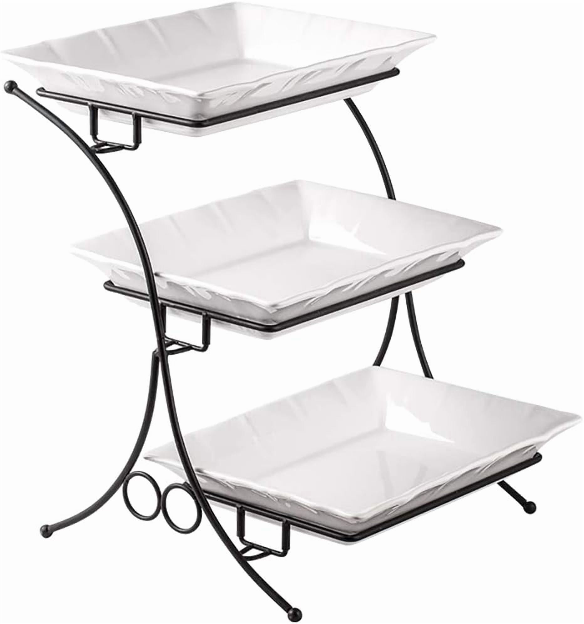 Large Tiered Tray Stand 3 Tier Serving Tray Porcelain Baking Set with ...