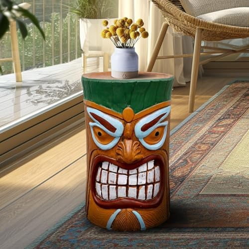 Large Tiki Statue - 20”H Tiki Bar Side Tables Outdoor Decor for Garden ...