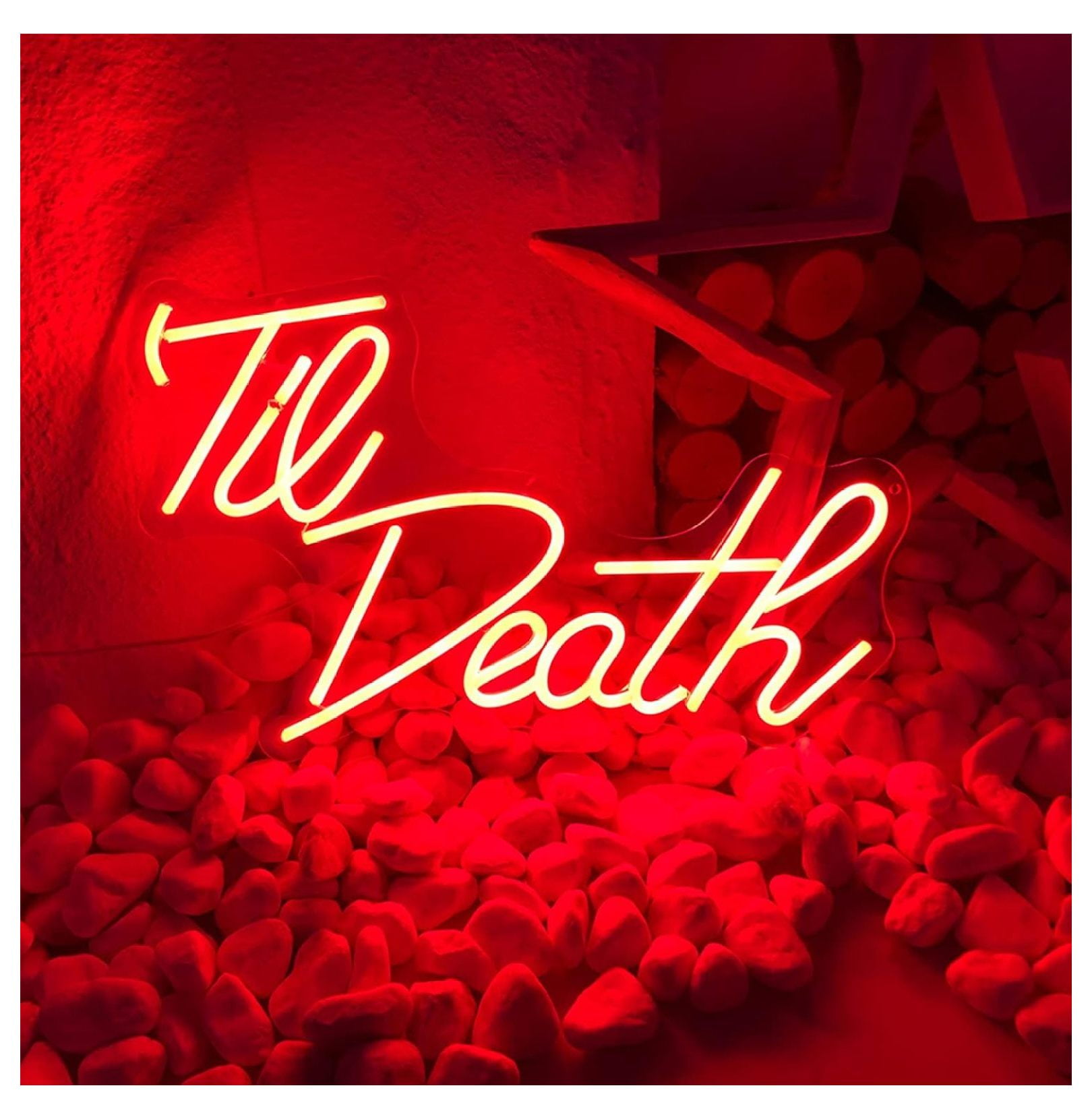 Large Til Death Neon Signs-Transparent with Dimmer Light Up Lights ...