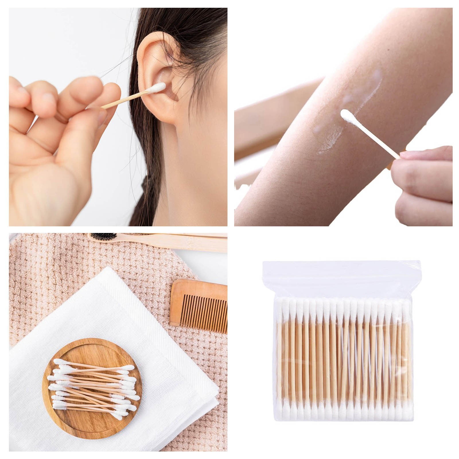 Large Tips CottonSwabs for All Skin Type Gentle Cotton Buds, Cotton ...