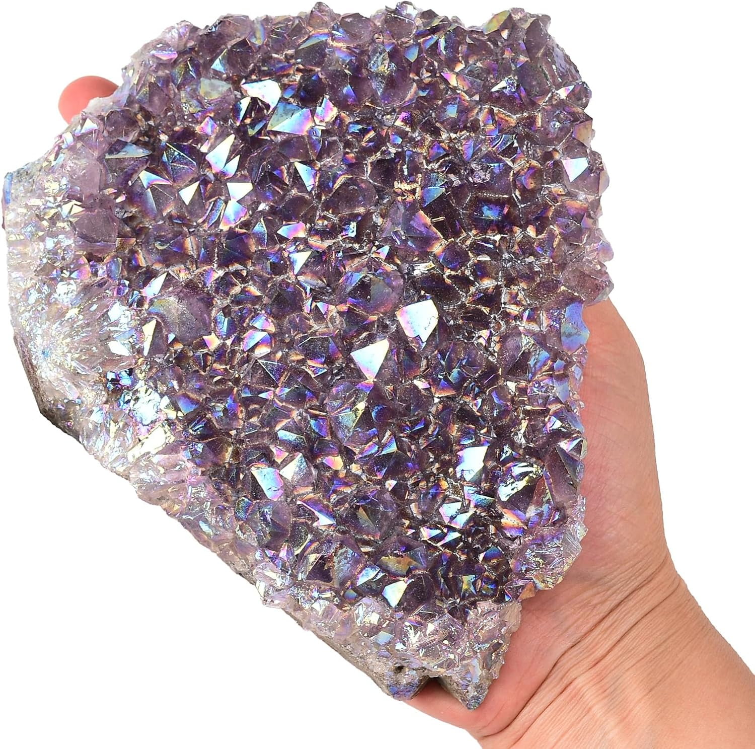 Large Titanium Coated Amethyst Cluster Angel Aura Crystal Geode Druzy ...