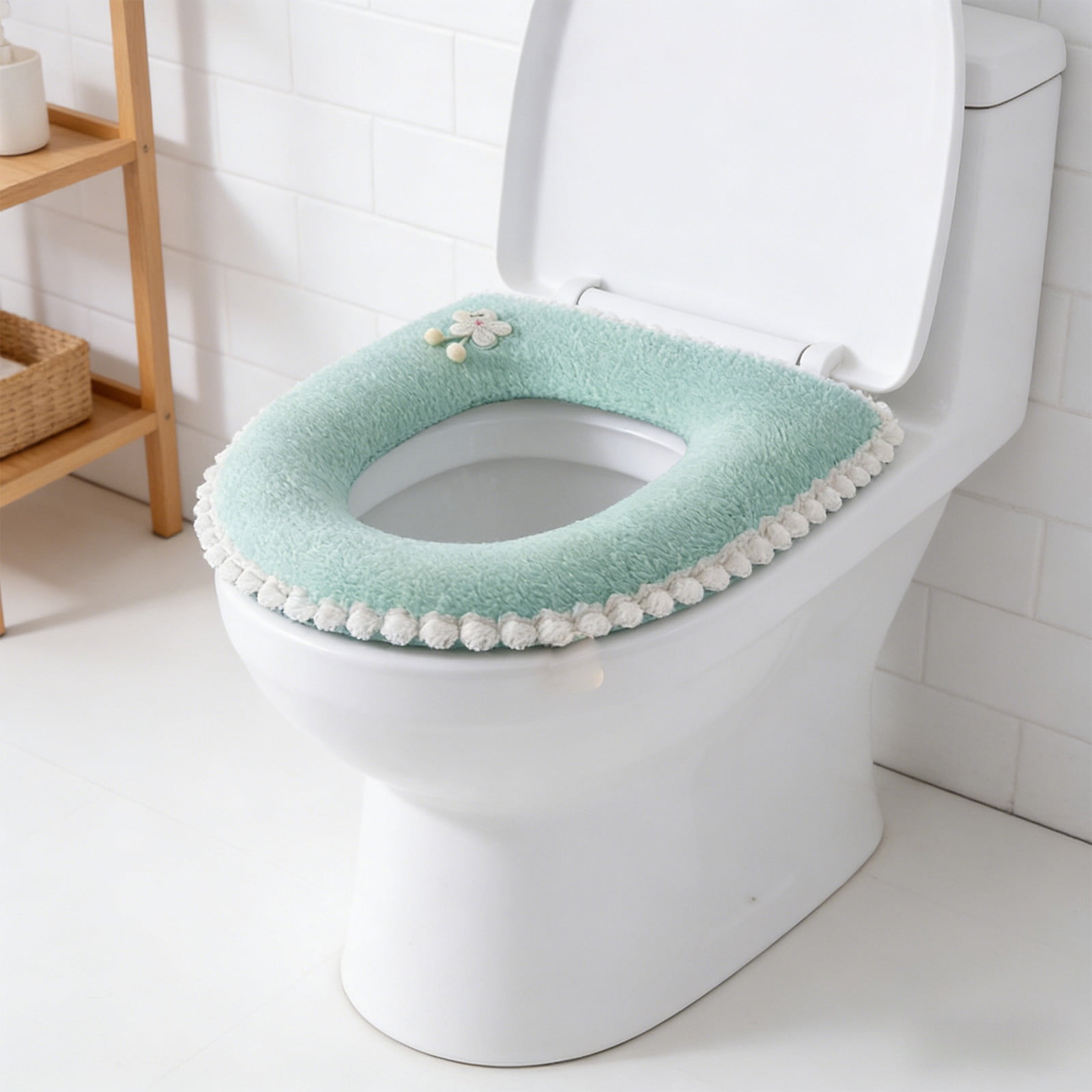 Large Toilet Seat Cover, Fabric Washable Zippered Cushion for Bathroom ...