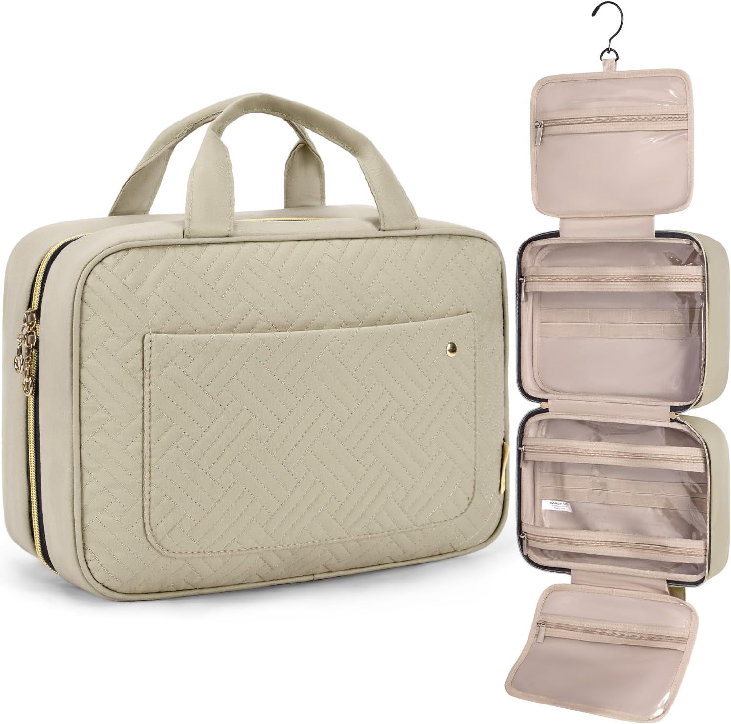 Large Toiletry Bag Travel Bag with Hanging Hook, Water-resistant Makeup ...