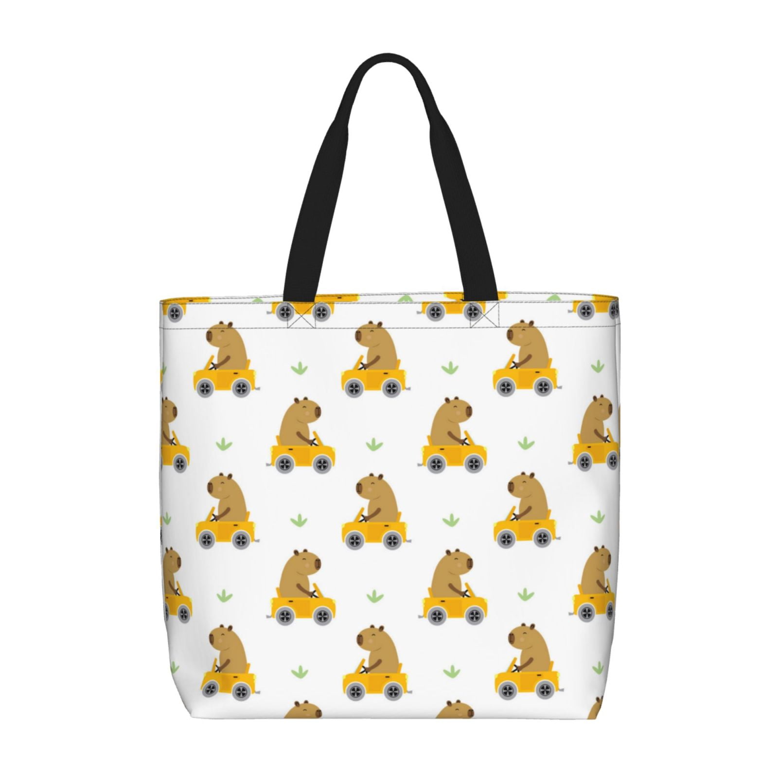 Tote Bag with zipper - Car Capybaras Large capacity Canvas Tote Bag for ...