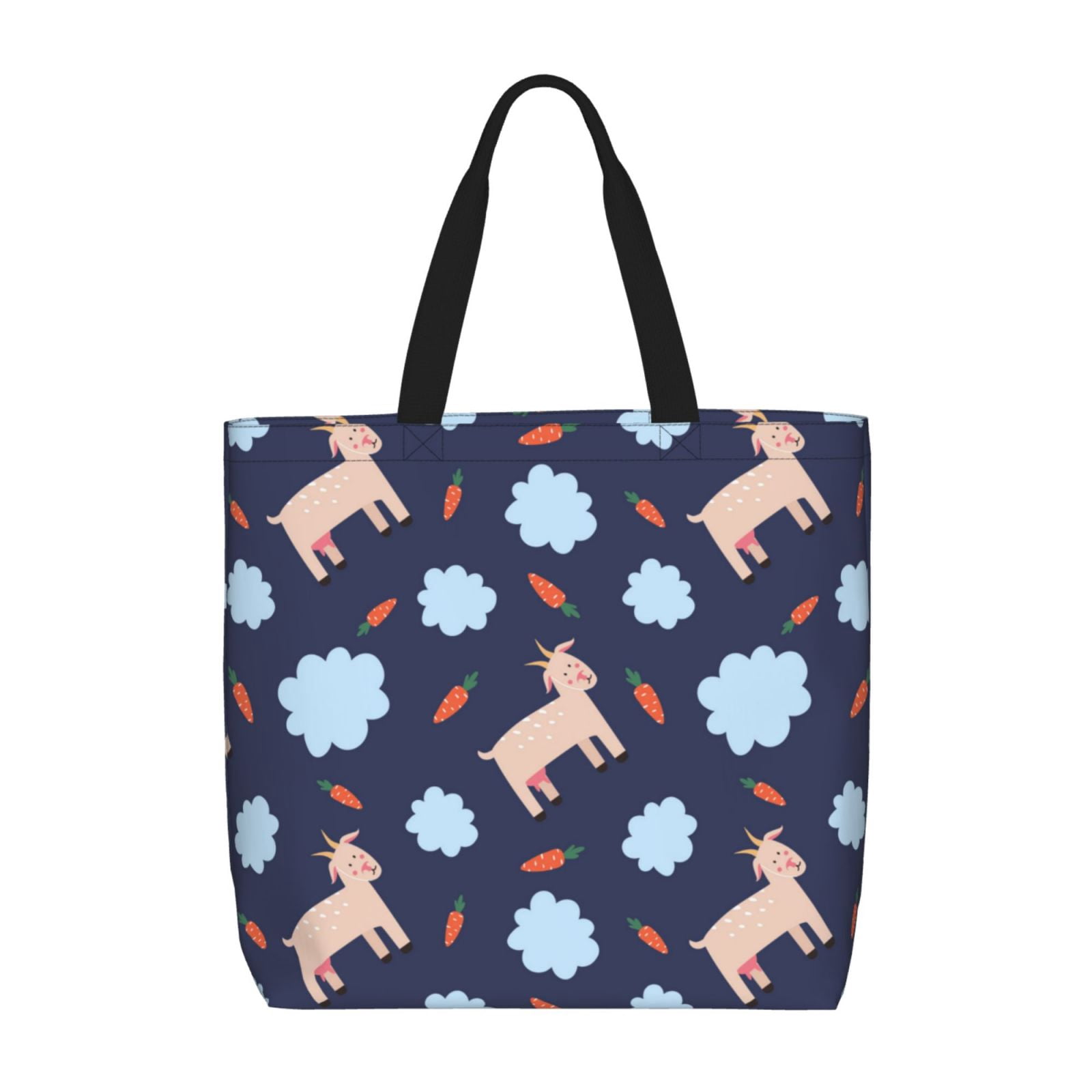 Large Tote Bag For Women - Cartoon Funny Cute Goat Radish Reusable The ...