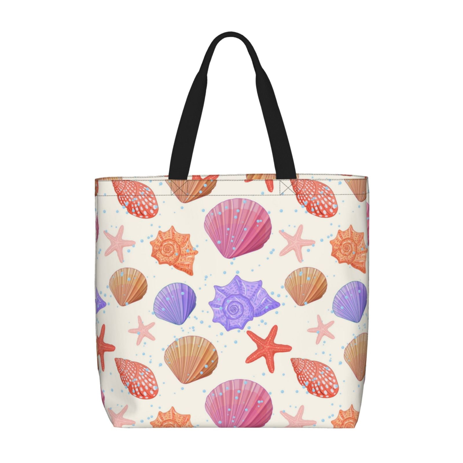 Large Tote Bag For Women - Cute Cartoon Conch Shell Starfish Reusable ...