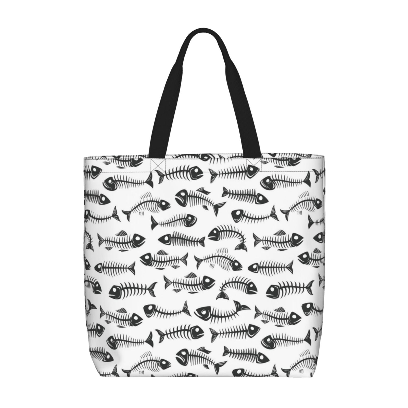 Large Tote Bag For Women - fish bones Reusable The Tote Bag With Zipper ...
