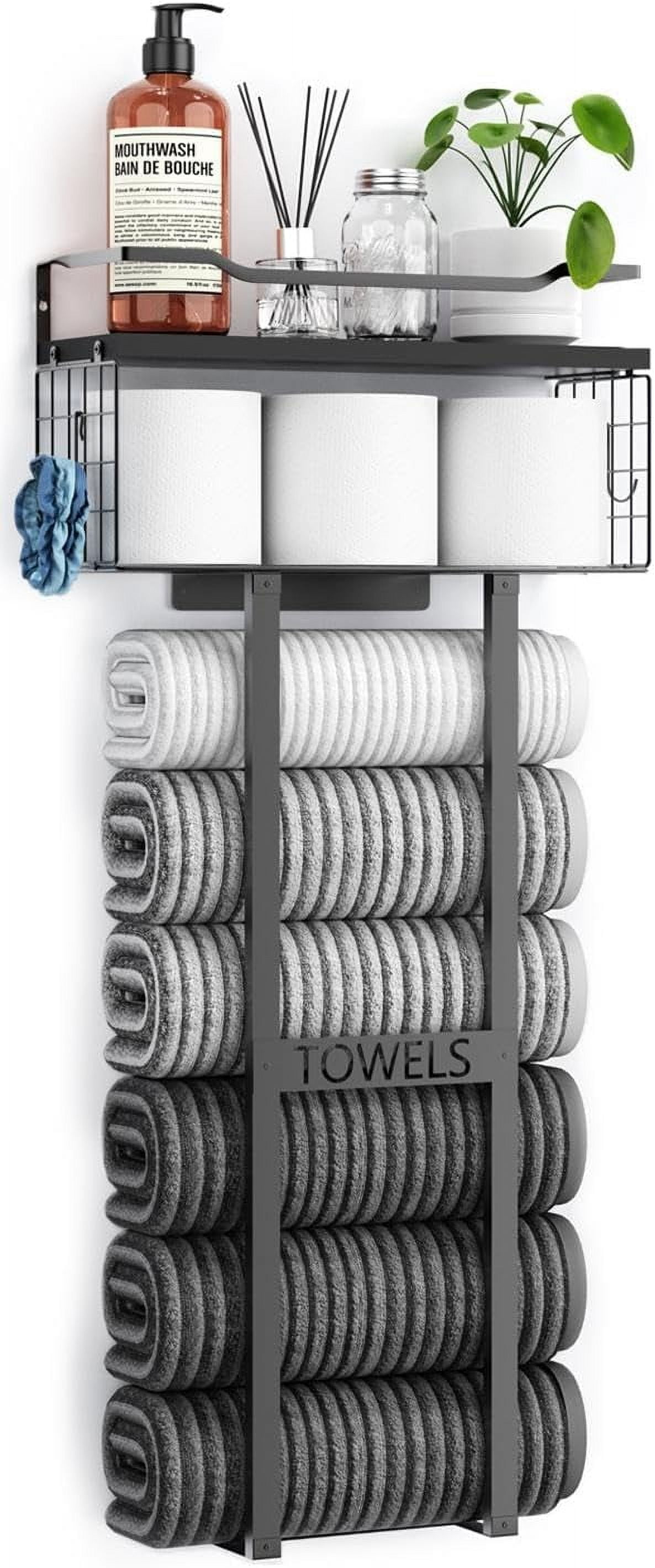 Large Towel Racks for Bathroom - Towel Holder, Wall Mounted Metal Rack ...