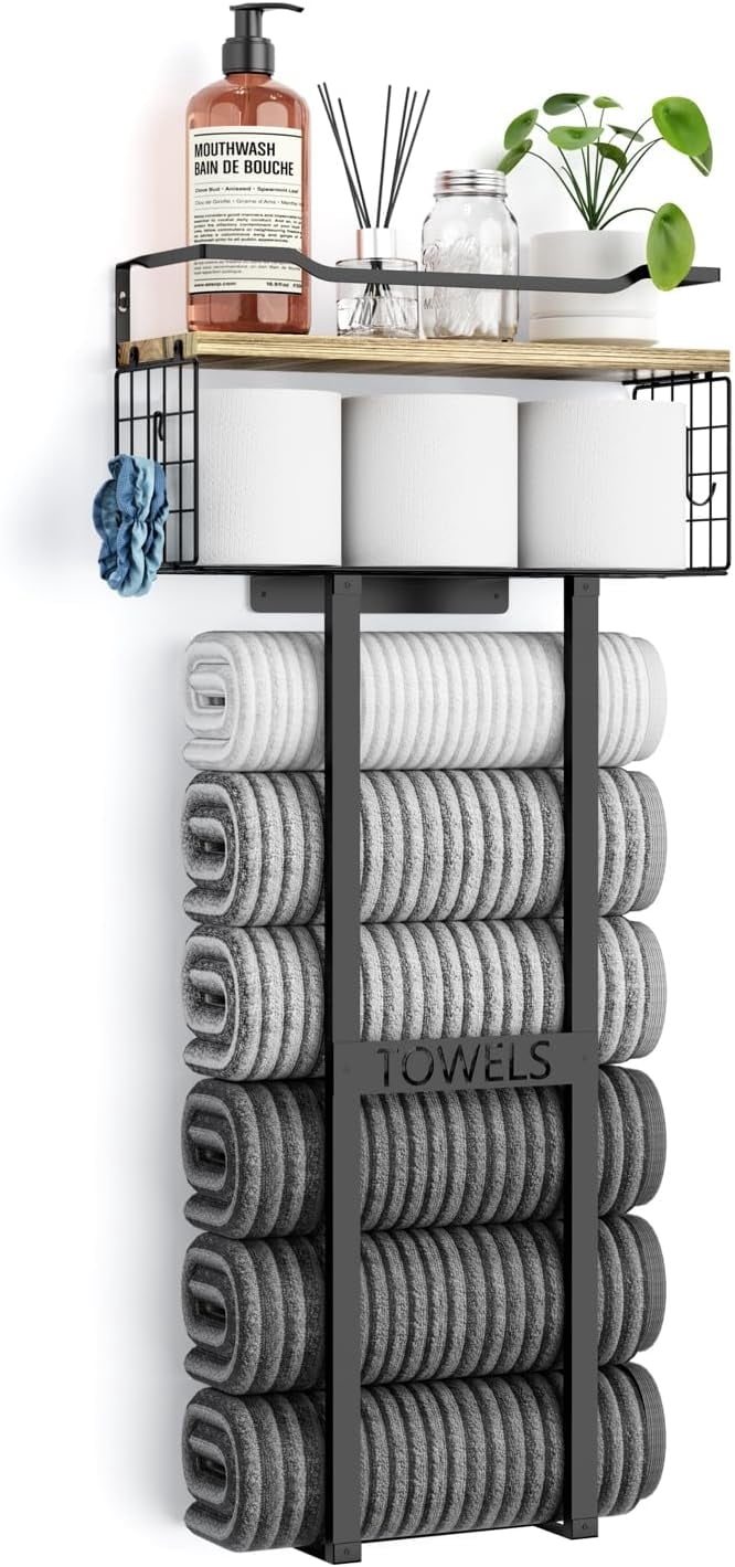 Large Towel Racks for Bathroom - Towel Holder, Wall Mounted Metal Rack ...
