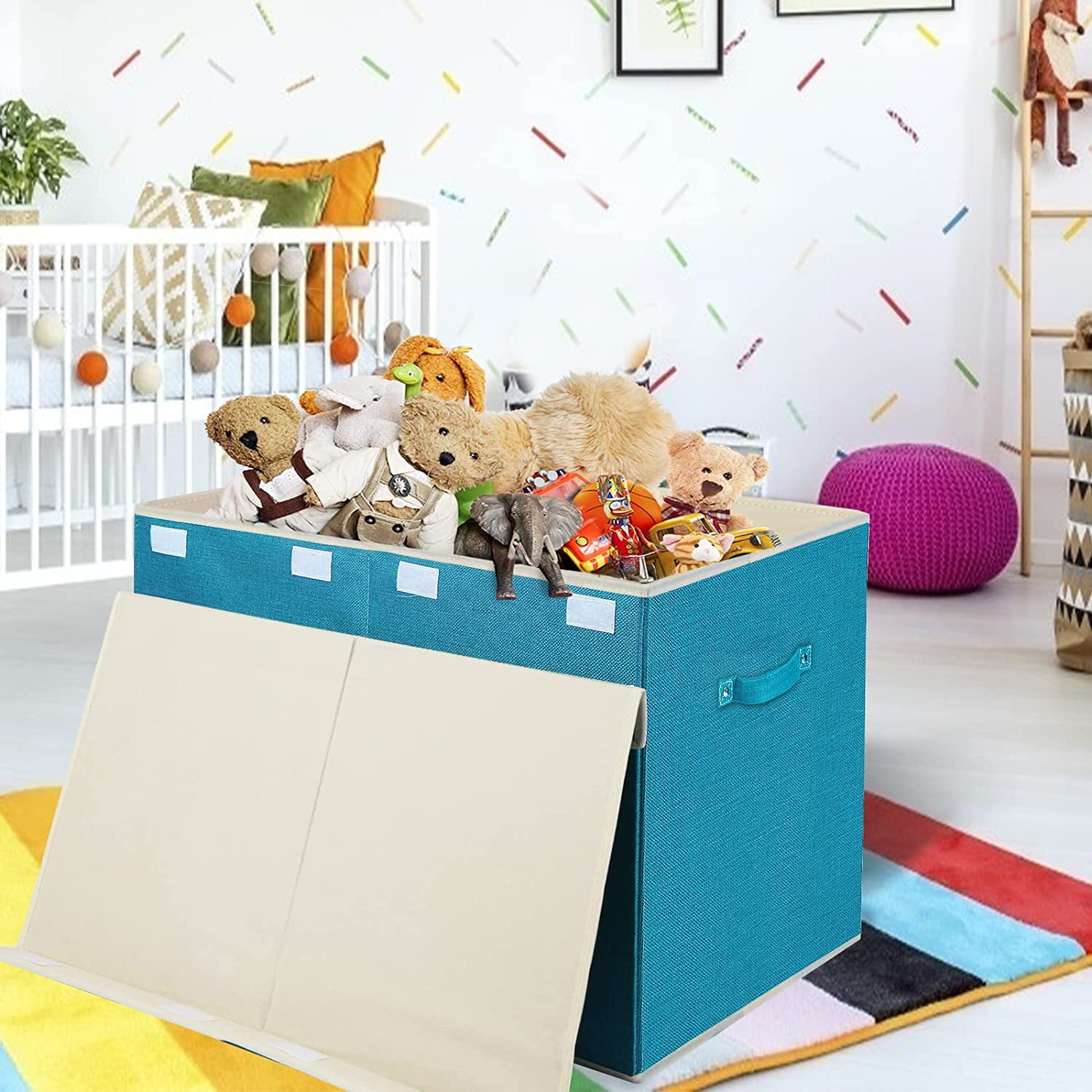 Large Toy Box Chest Storage With Flip-Top Lid, Collapsible Toy Bin ...