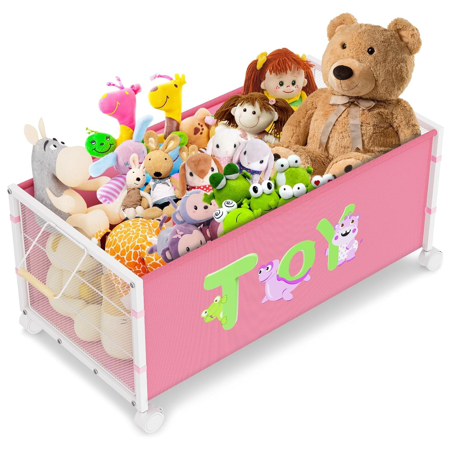 Large Toy Box Storage, Kid Toy Chest with 360° Wheels, Oxford Cloth ...