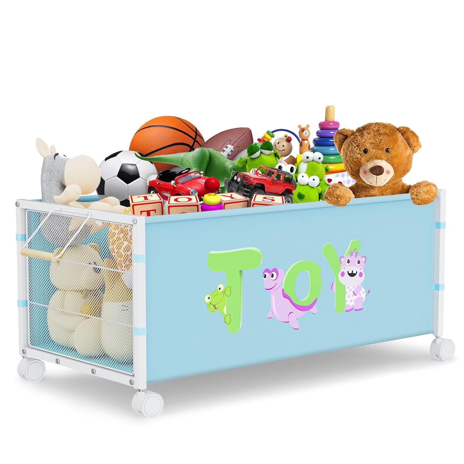 Large Toy Box, Toy Storage Organizer for Kids, Toy Chest for Toddlers with 360° Wheels, Toybox ...