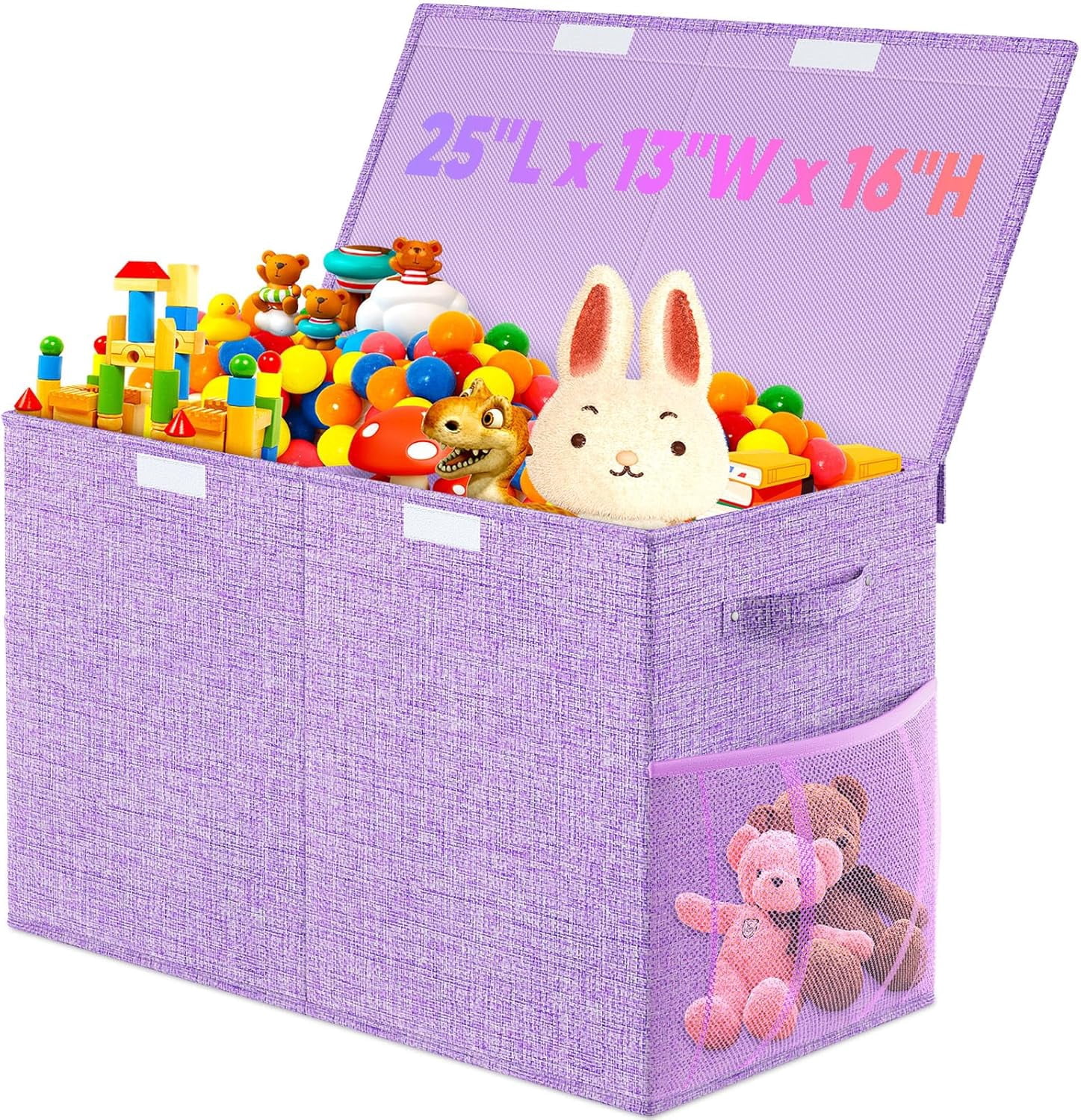 Large Toy Storage Box with Lid Divider, Sturdy Collapsible Toys ...