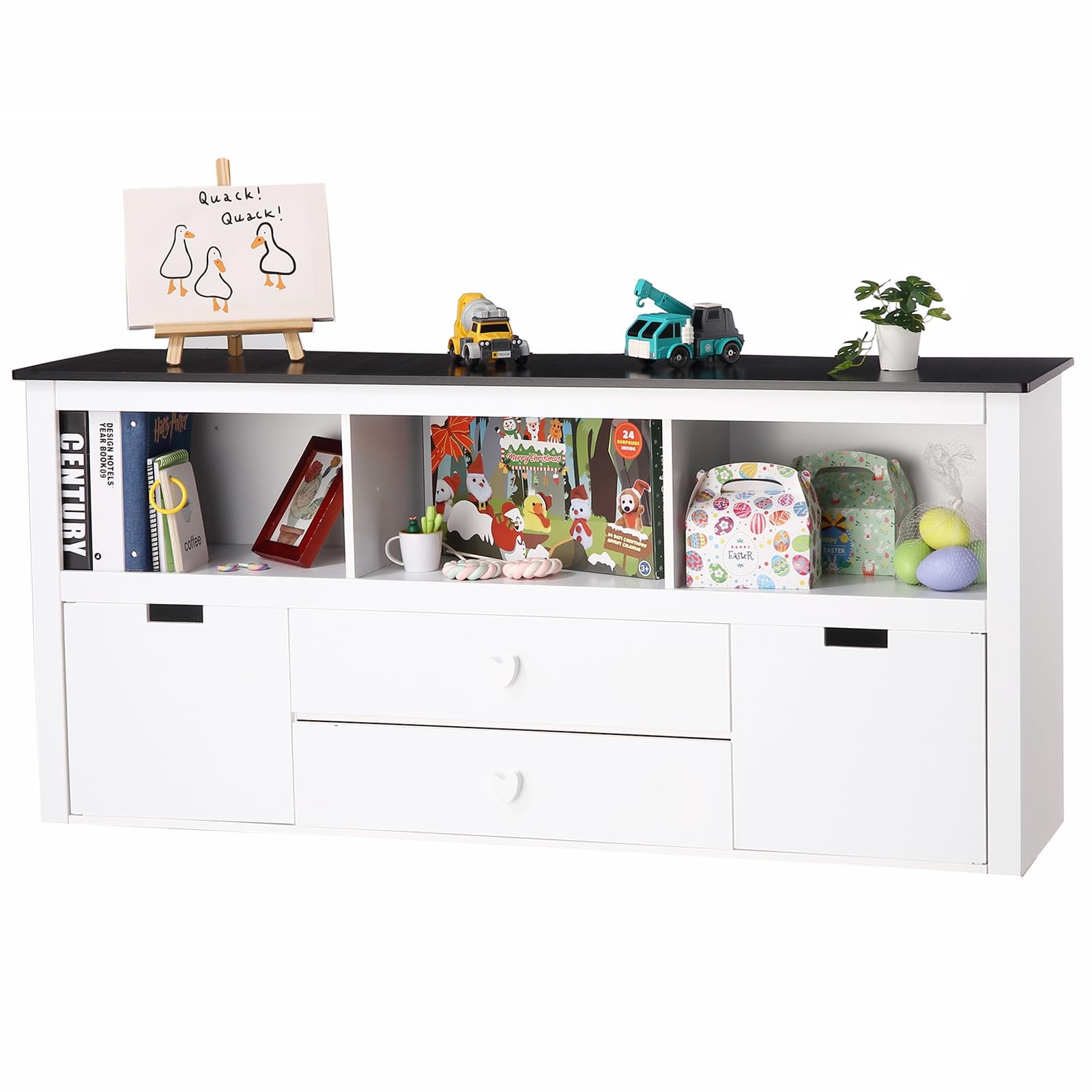 Large Toy Storage Organizer with 2 Drawers and 3 Cubbies, Toy ...