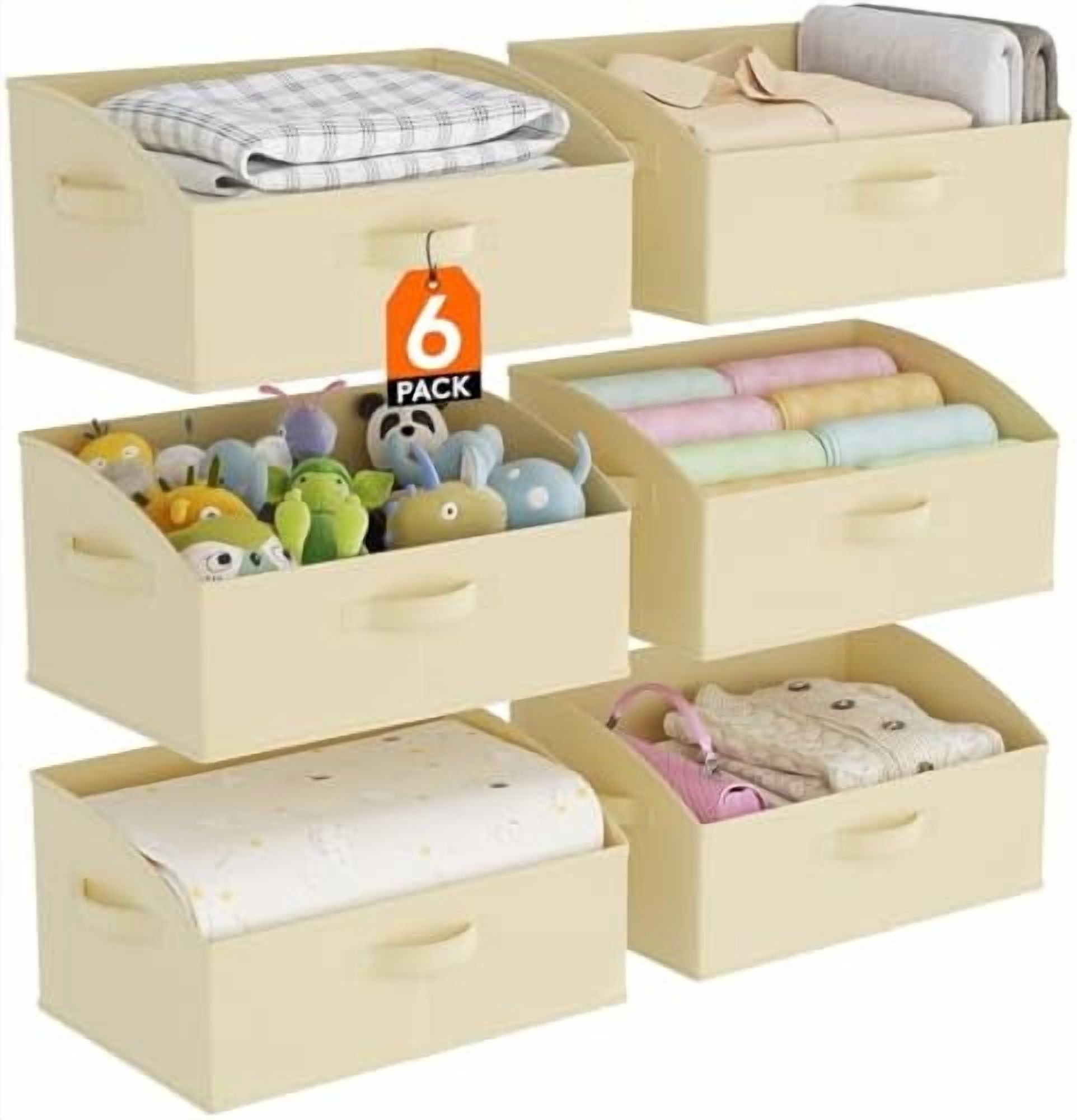 Large Trapezoid Closet Storage Bins for Shelf, 6 Packs Non-woven Closet ...