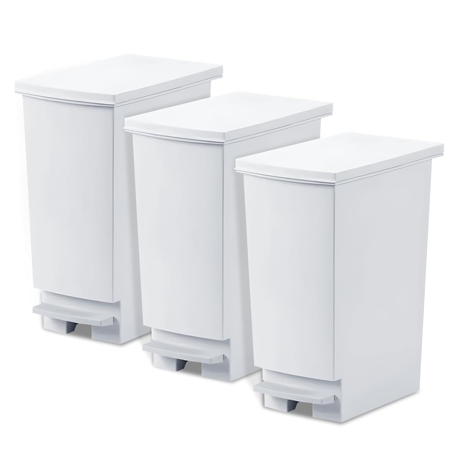 Large Trash Can With Lid and Foot Pedal, 8 Gallon Slim Kitchen Trash ...