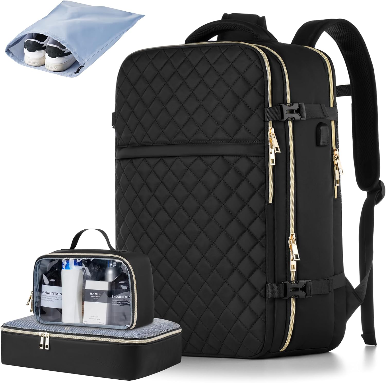 Large Travel Backpack Women, Flight Approved Carry Backpack with 3 ...