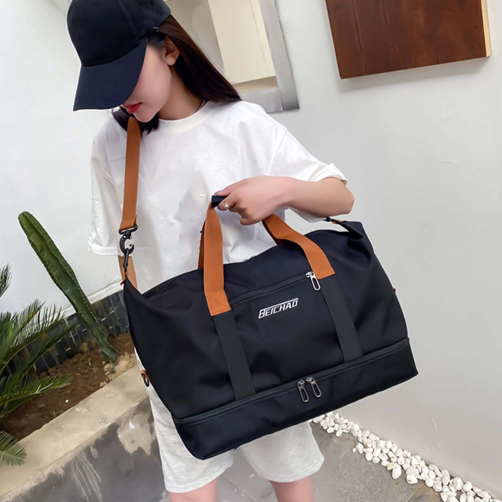 Large Travel Tote Bag,Expandable Gym Tote Bag,Carry On Overnight Bags For Women With Trolley ...