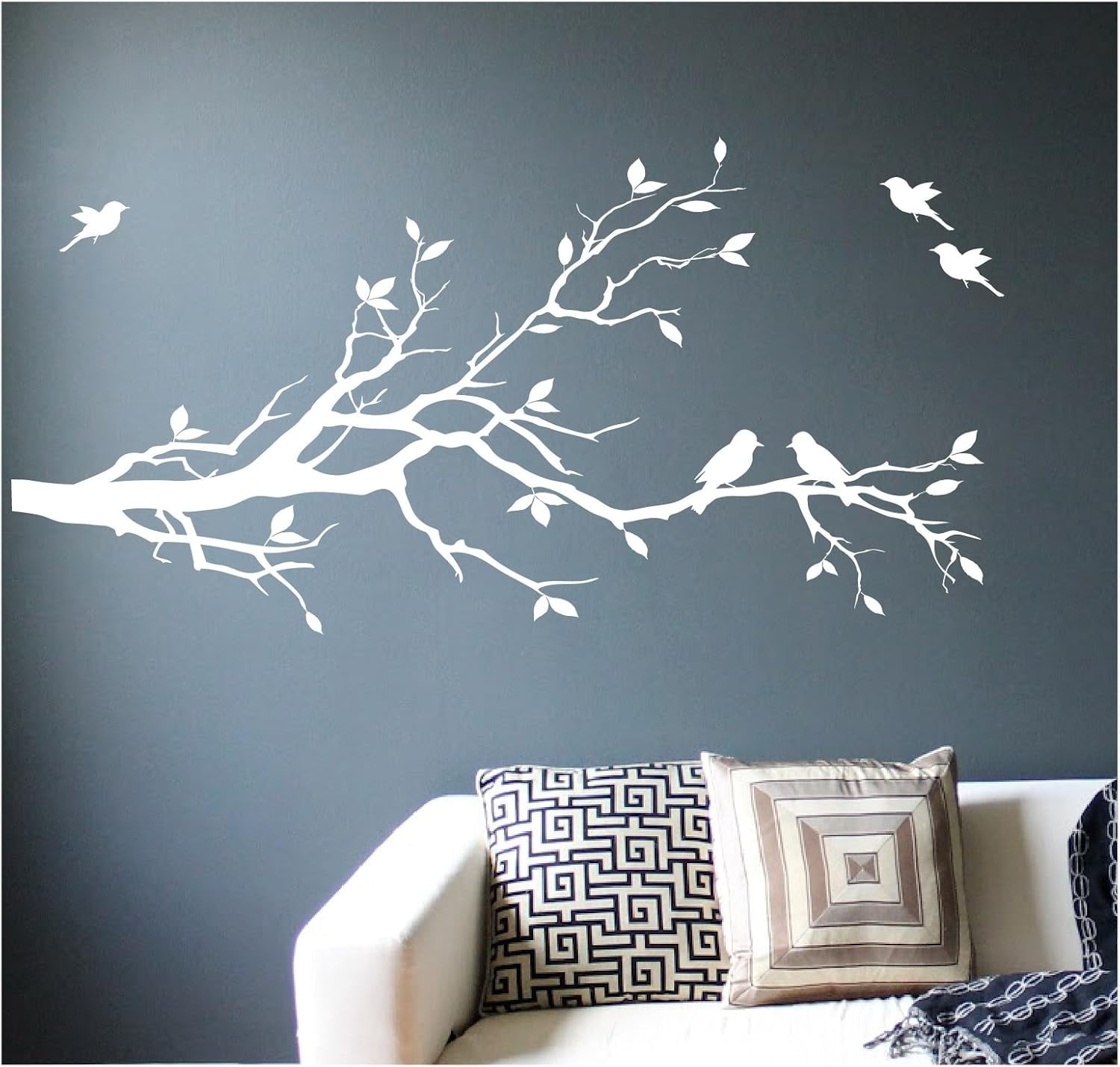 Large Tree Branch Wall Decal Deco Art Sticker Mural with 10 s (White ...
