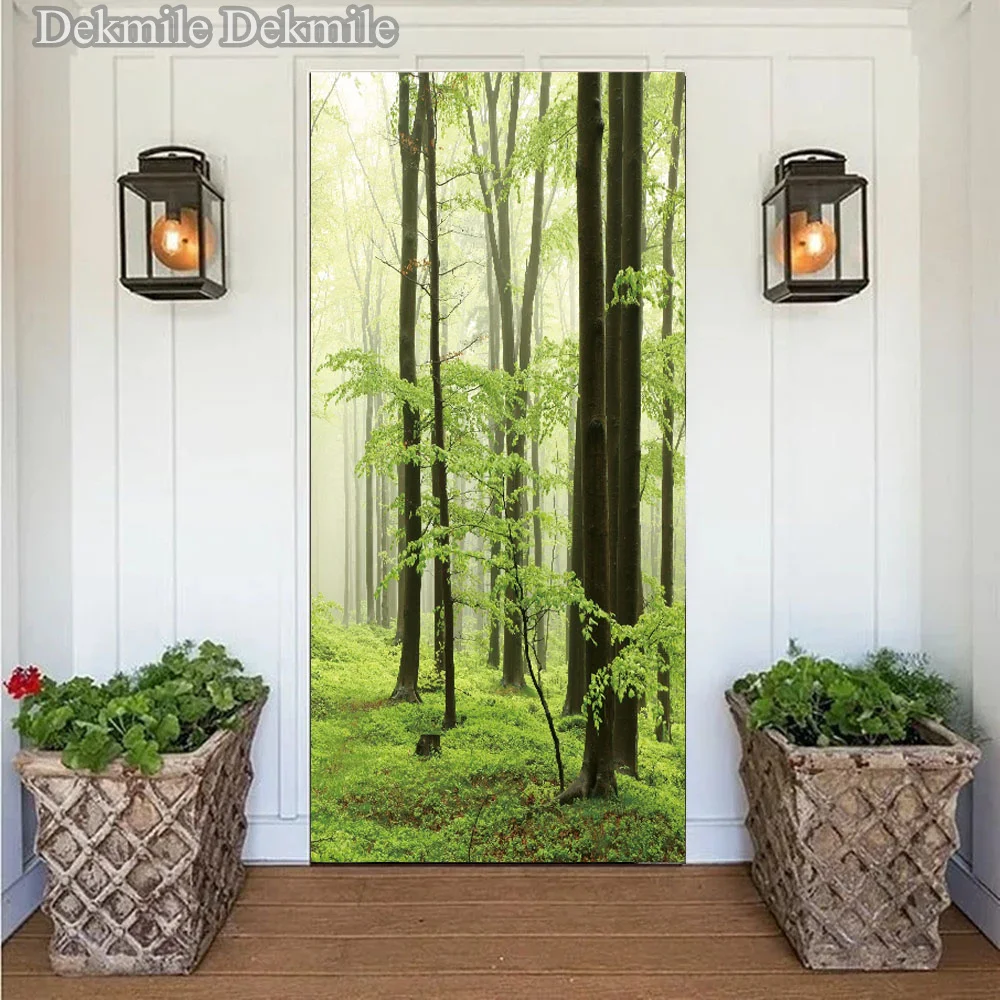 Large Trees Door Stickers Waterproof Peel And Stick Panoramic Wallpaper ...
