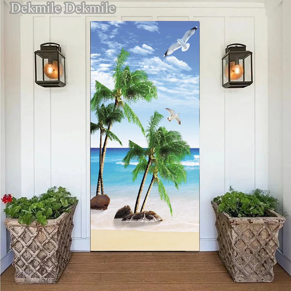 Large Trees Door Stickers Waterproof Peel And Stick Panoramic Wallpaper ...