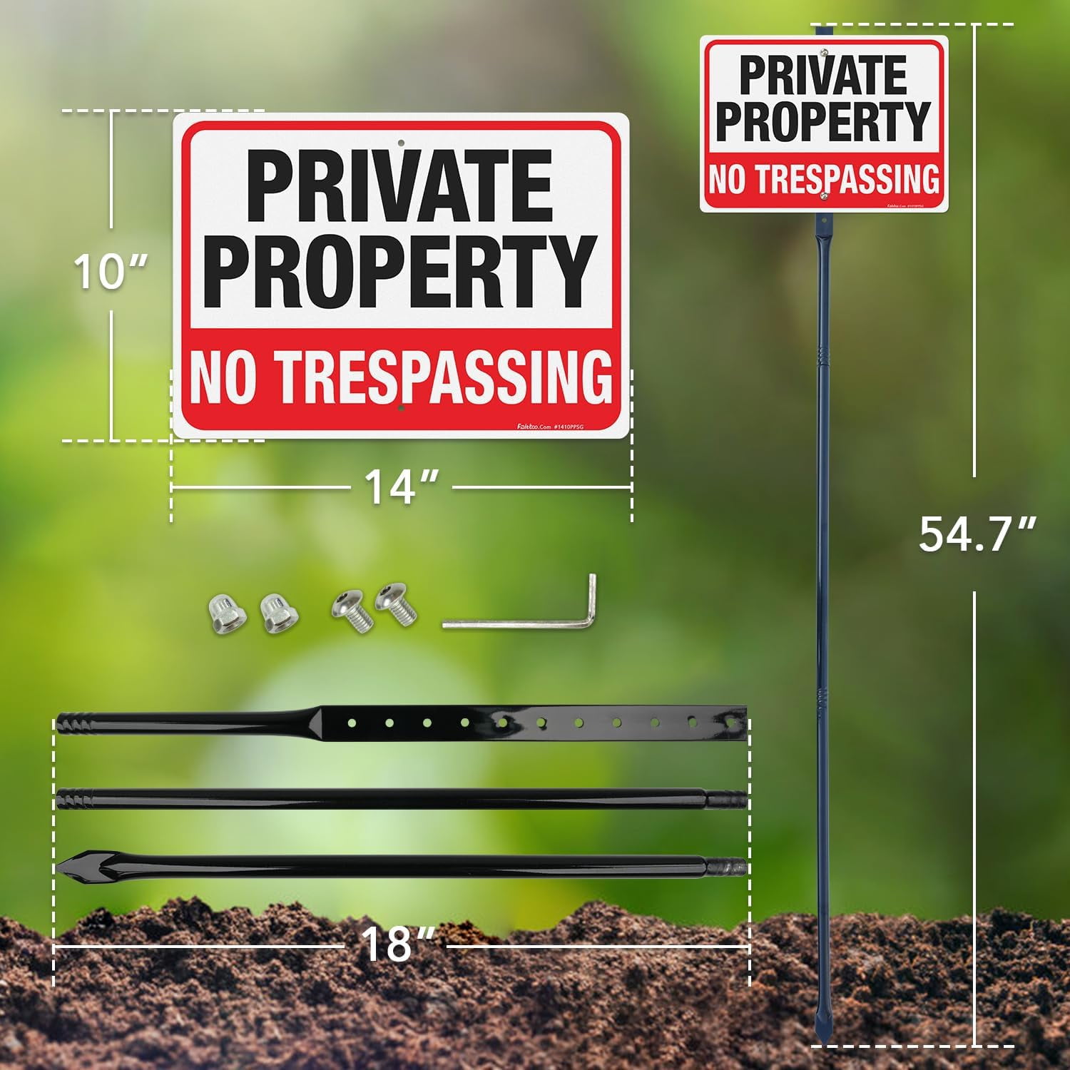 Large No Trespassing Sign Private Property with 54" Metal Thick Stake ...