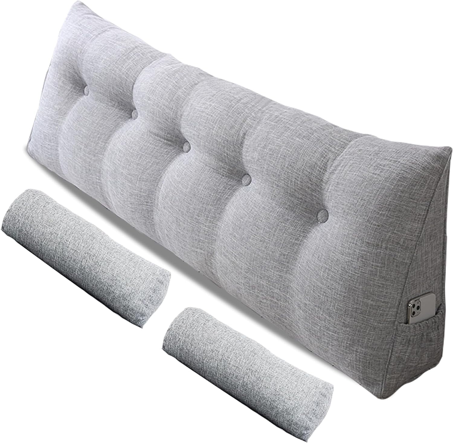 Large Triangular Headboard Pillow with Head Roll Pillow, Backrest ...