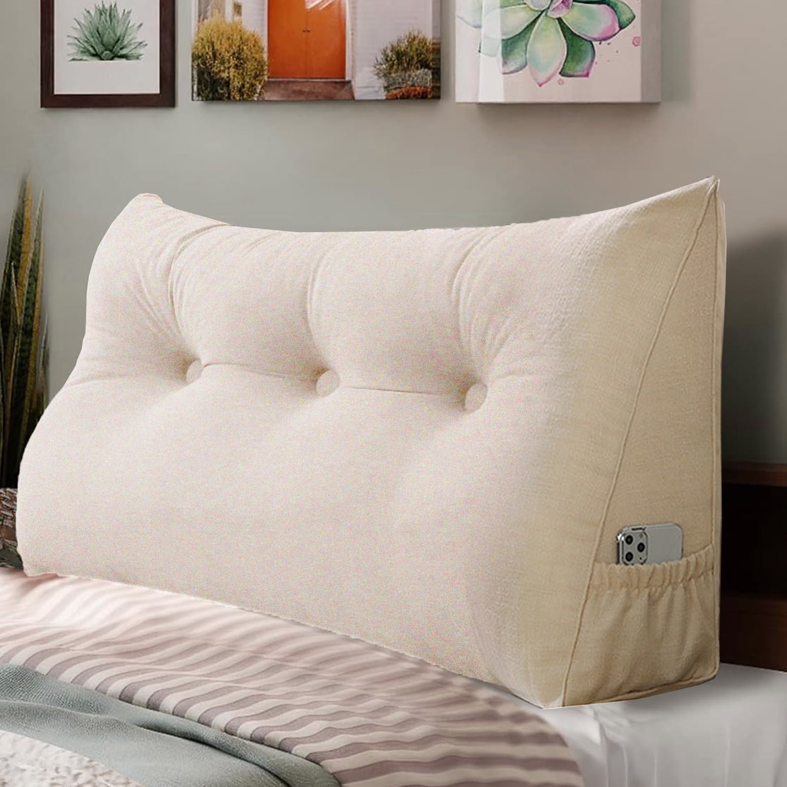 Large Triangular Headboard Wedge Bed Rest Reading Pillow Backrest ...