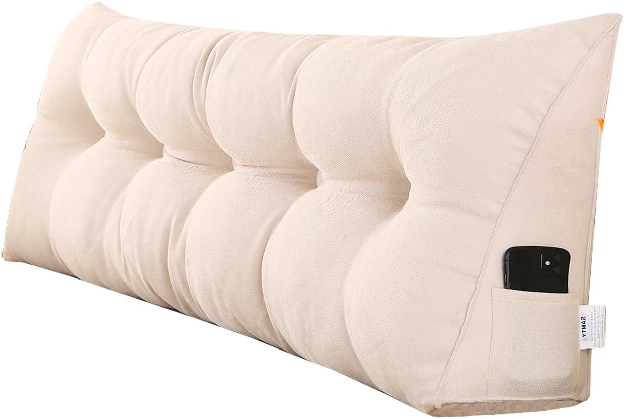 Large Triangular Wedge Pillow with Removable Cover for Twin XL Size Bed ...