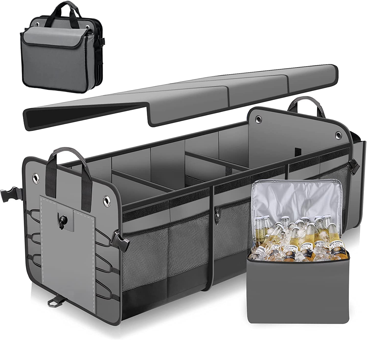 Large Trunk Organizer with Removable Cooler Bag-Collapsible Multi ...