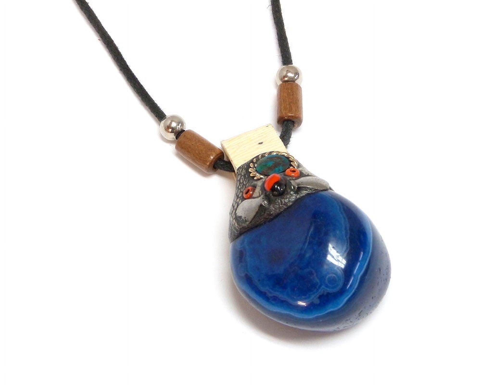 Large Tumbled Healing Gemstone Crystal Pendant Resin Chrysocolla ...