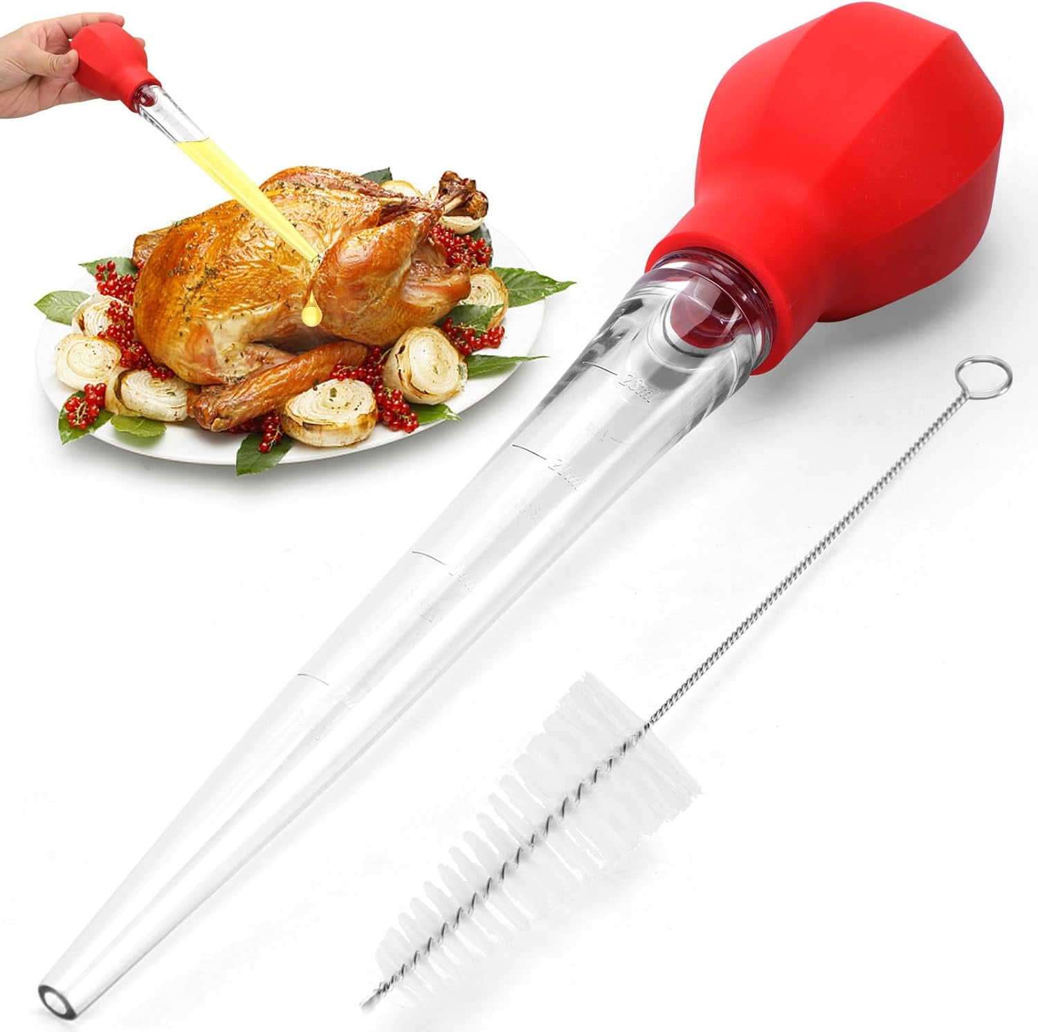 Large Turkey Baster with Cleaning Brush - Premium Baster Tool for ...