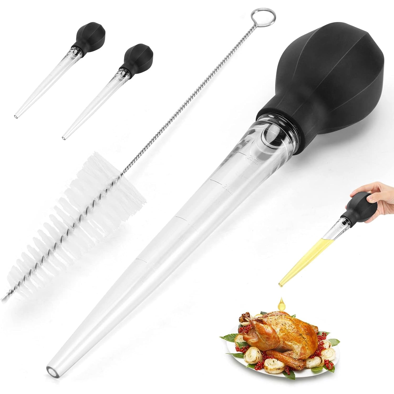 Large Turkey Baster with Cleaning Brush - Premium Baster Tool for ...