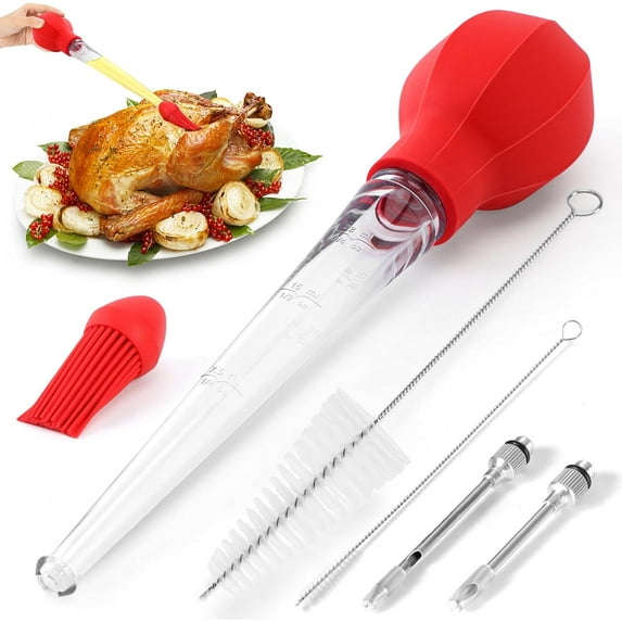 Large Turkey Baster for Cooking - 2-in-1 Baster Tool with Basting Brush ...