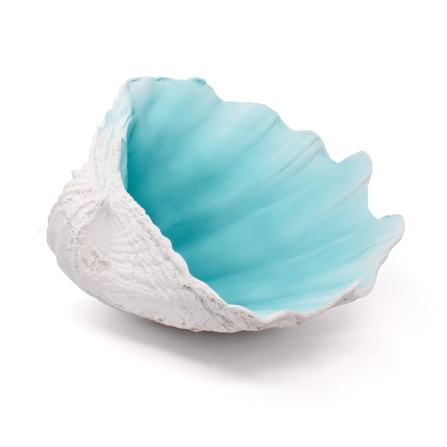 Large TurquoiseAqua blue Sea Shells Decorative Bowl Resin Clam Shell ...