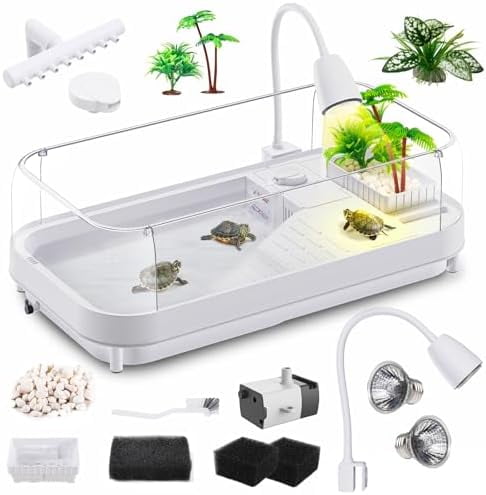 Large Turtle Tank Kit (Tank+Lamp+Filter), Acrylic Turtle Tank Starter ...