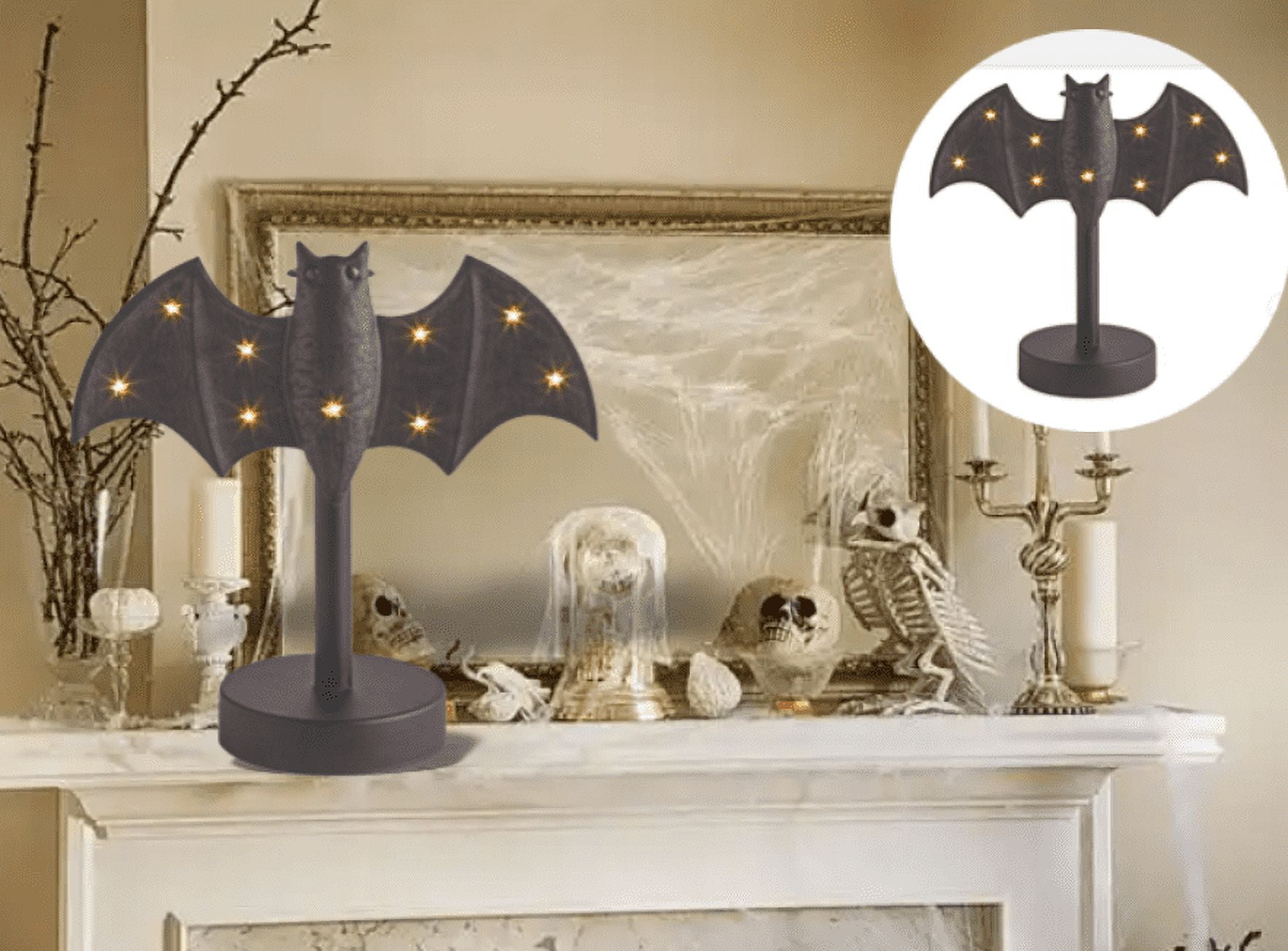Large Twinkle Bat Candlestick, Halloween Black Bat Candlestick Holders ...