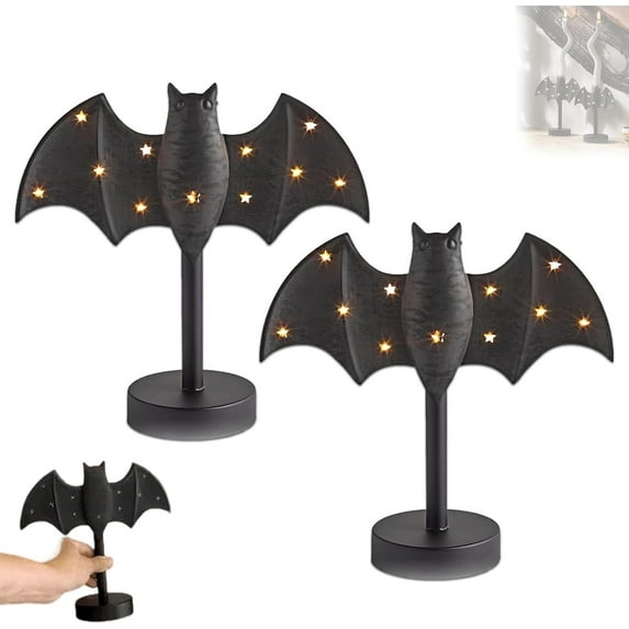 Large Twinkle Bat Candlestick, Halloween Black Bat Candlestick Holders ...