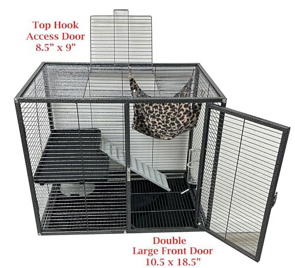 Large Two Full Story 4-Tiers Tight 1/2-Inch Bar Spacing Large Front Doors for Feisty Ferret ...