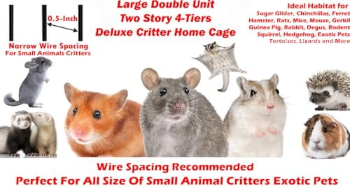 Large Two Story Deluxe Double Unit 4-Floor Small Animal Critter Durable ...