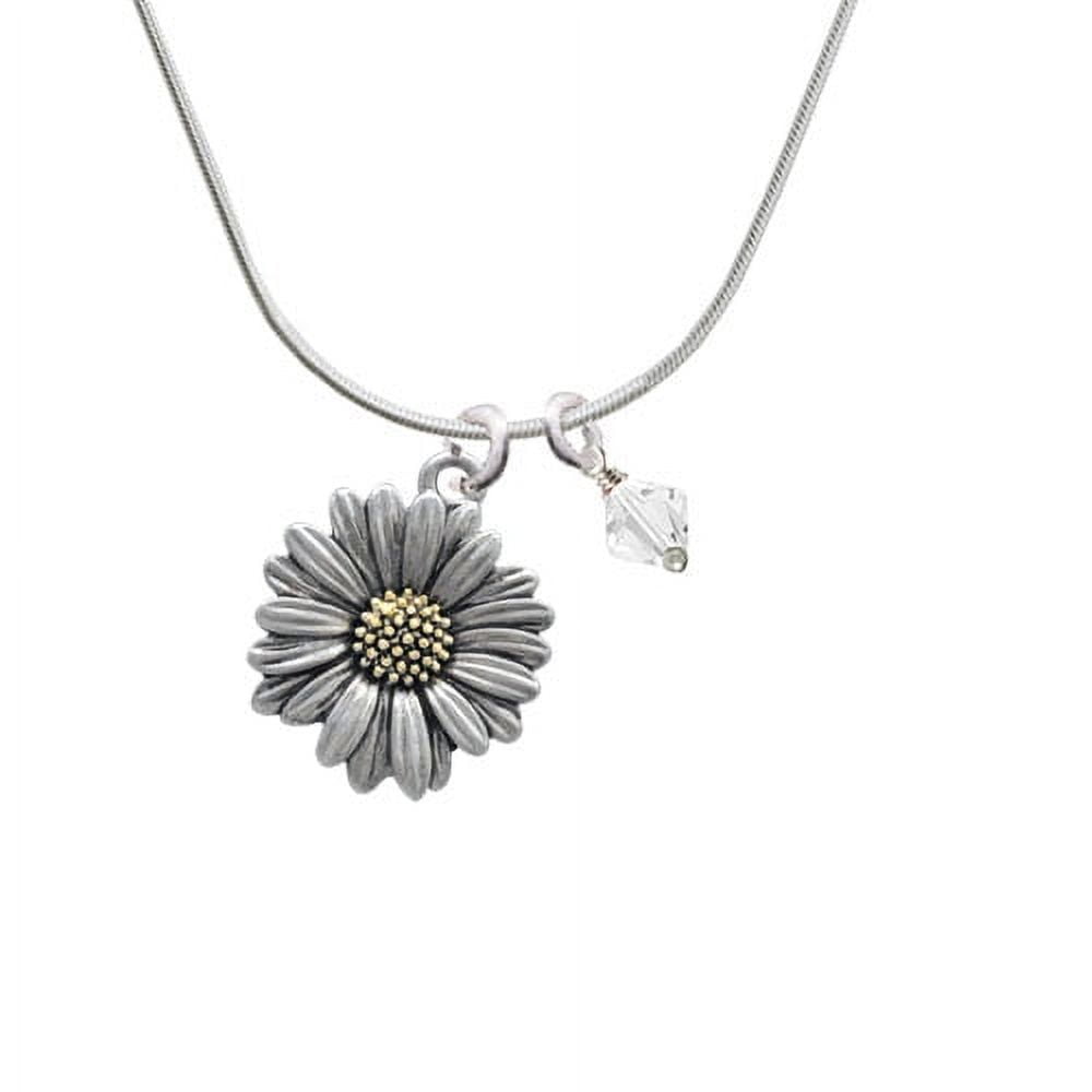 Large Two Tone Daisy Flower - Clear Bicone Crystal Necklace - Walmart.com