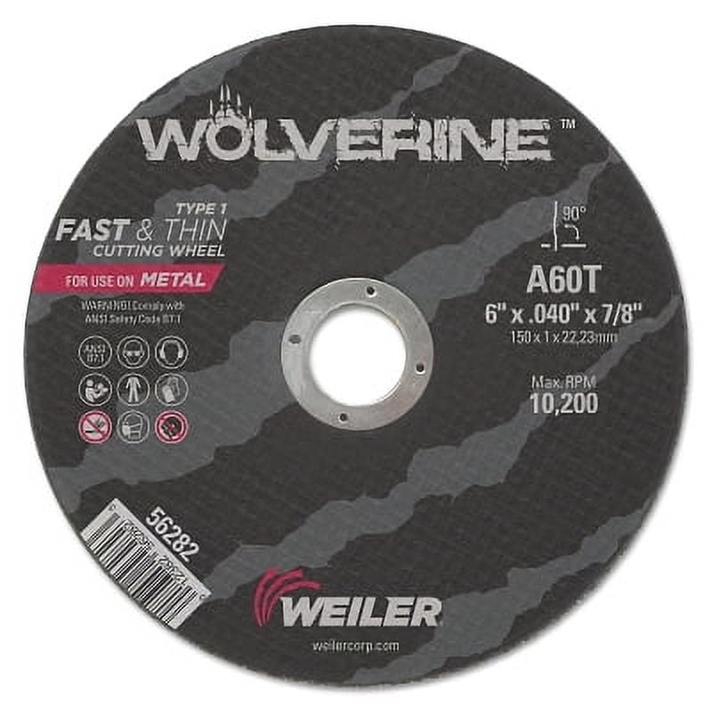 Large Type 1 Reinforced Wheel, 6 In Dia, .04 In Thick, 60 Grit Aluminum ...