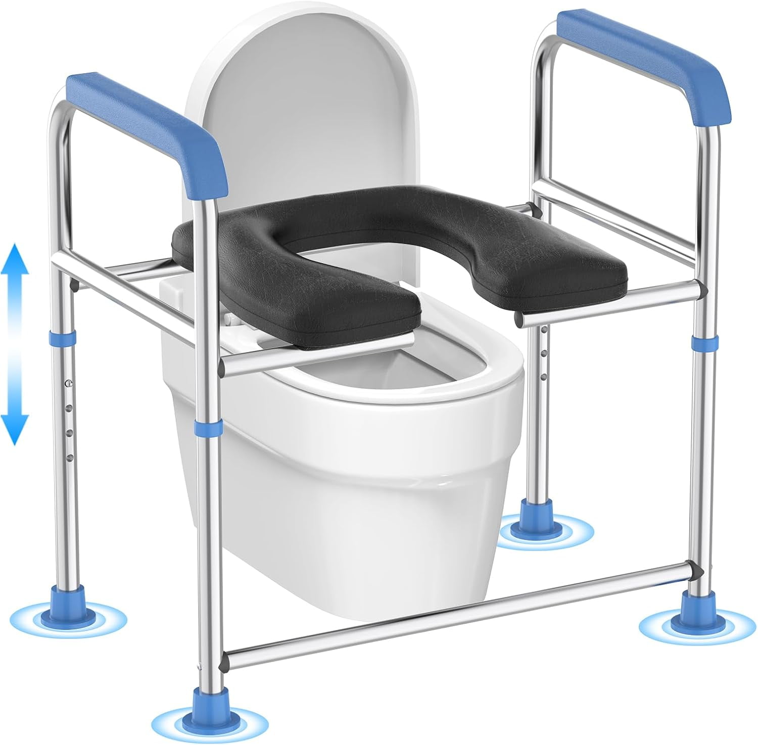 Large U-Shaped Raised Toilet Seat with Handles, Stainless Steel Cozy ...