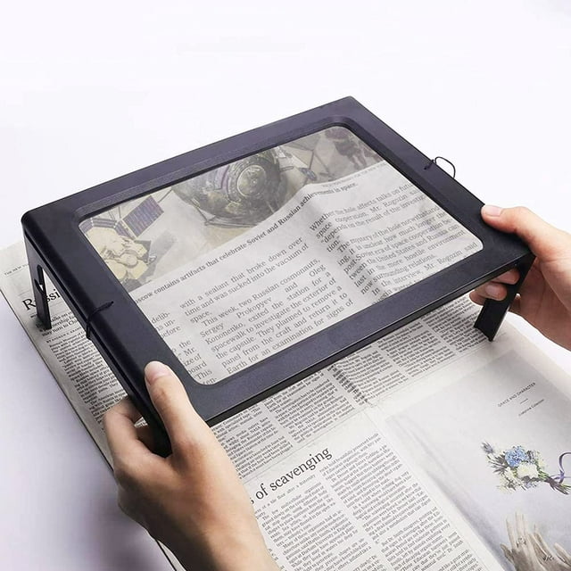 Large Ultra Bright LED Page Magnifier with Anti-Glare Lens & Fully ...