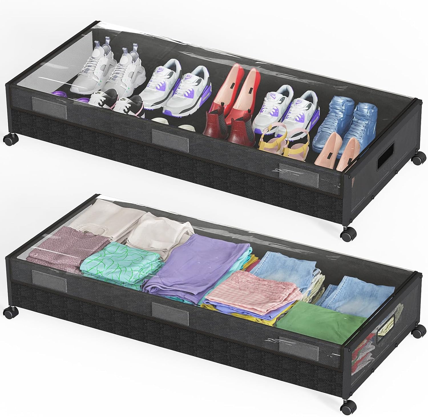 Large Under Bed Storage with Wheels, Metal Under Bed Storage Containers ...