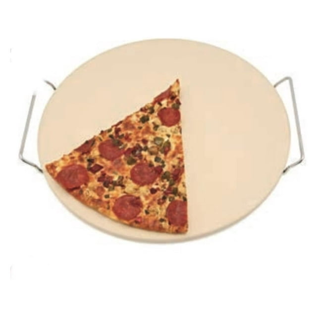 Large Unglazed Ceramic Pizza Stone | Includes Metal Oven to Table Rack ...
