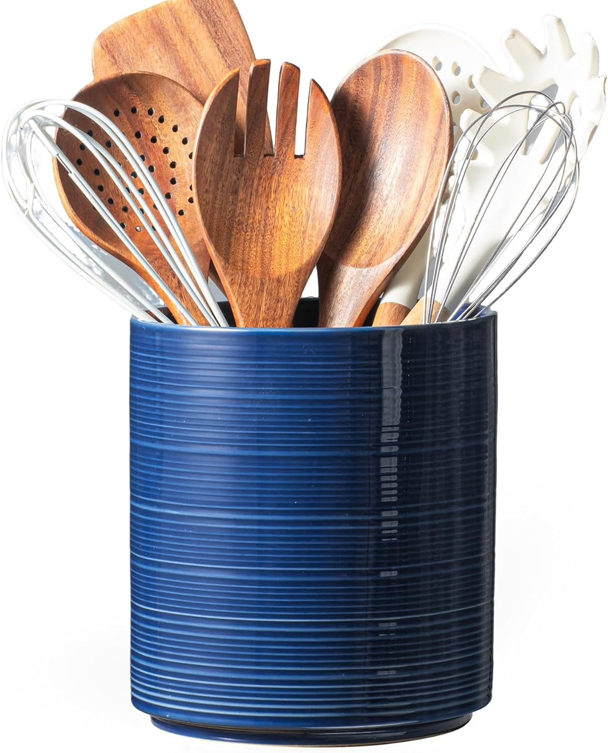Large Utensil Holder for Kitchen Counter, 7.3” Ceramic Cooking Utensil ...