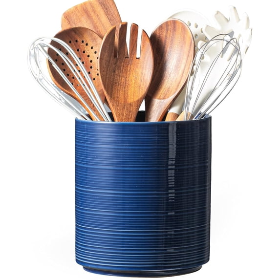Large Utensil Holder for Kitchen Counter, 7.3” Ceramic Cooking Utensil ...