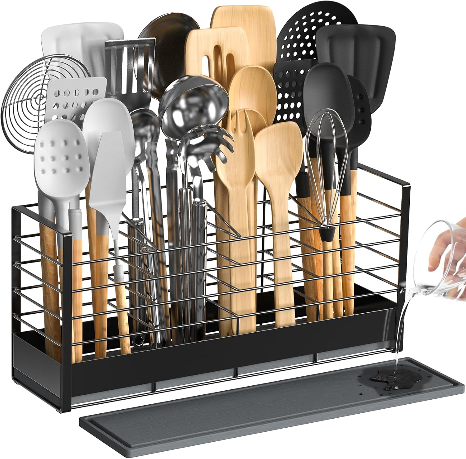 Large Utensil Holder with Diatomaceous Earth Base, for Kitchen Counter ...